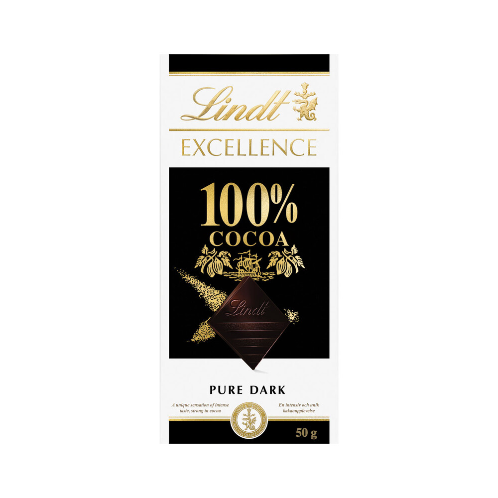 Buy Lindt Excellence 100% Cocoa Dark Chocolate Block 50g | Coles