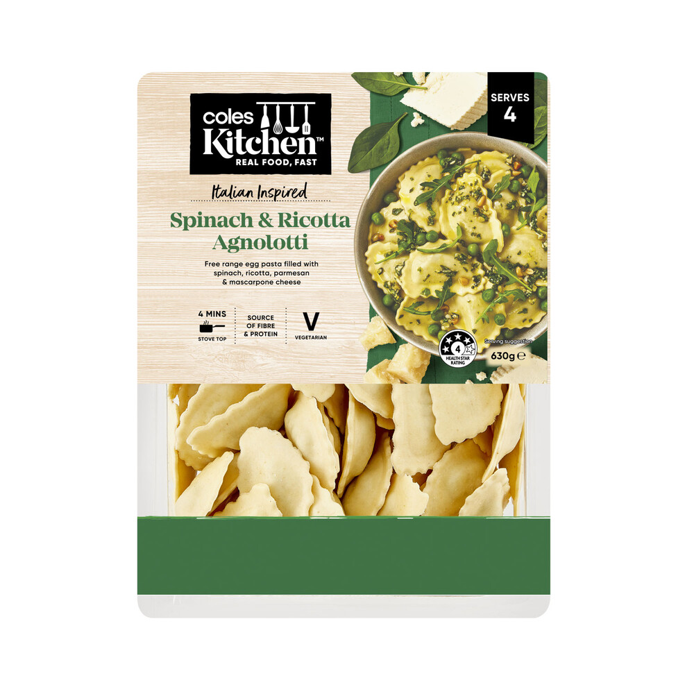 Buy Coles Kitchen Filled Pasta Agnolotti Spinach Ricotta 630g | Coles