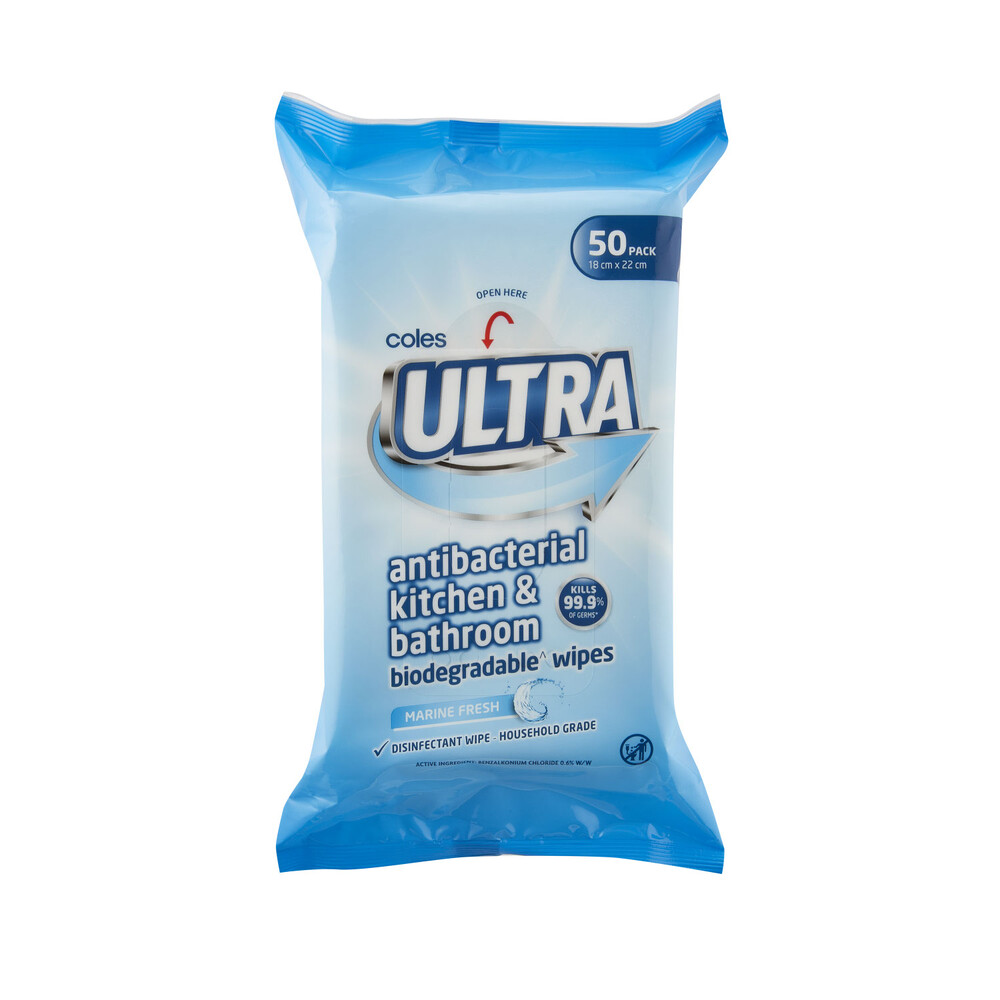 Buy Coles Kitchen & Bathroom Wipes 50 each | Coles