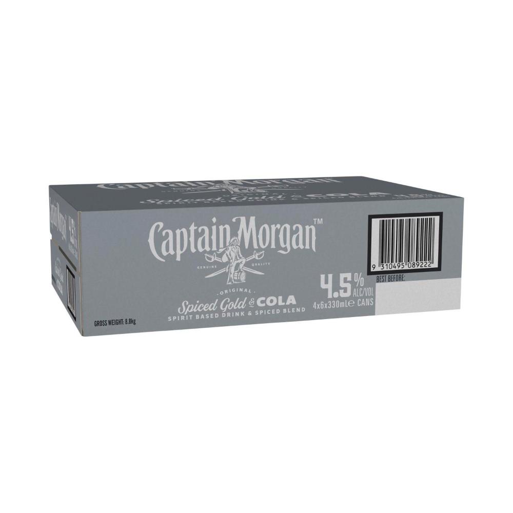 Buy Captain Morgan Spiced Rum & Cola Can 330mL 24 Pack | Coles