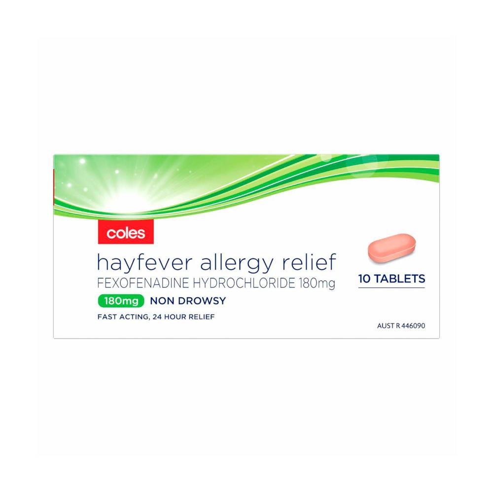 Buy Coles Hayfever Allergy Fexofenadine 180mg Tab 10 pack | Coles