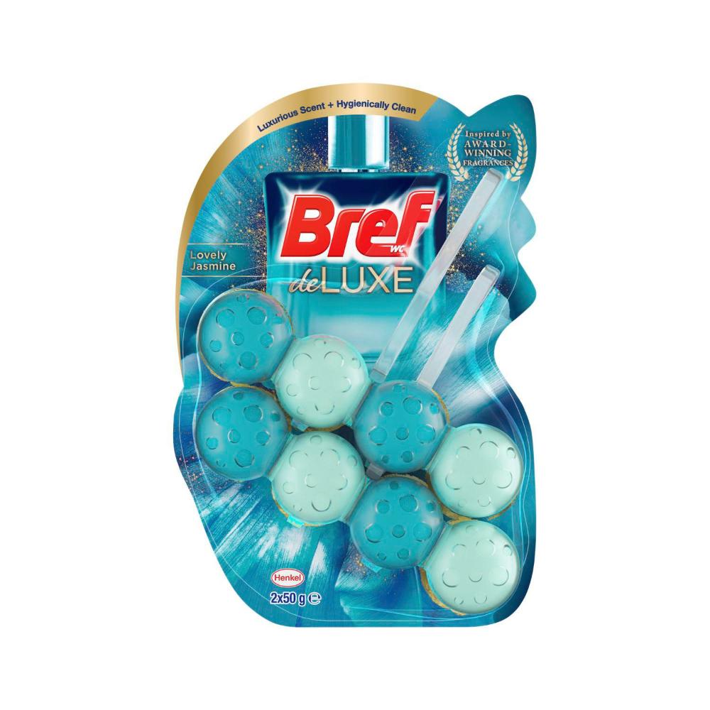 Buy Bref Deluxe Toilet Cleaner Rim Block Lovely Jasmine 2x50g 100g | Coles