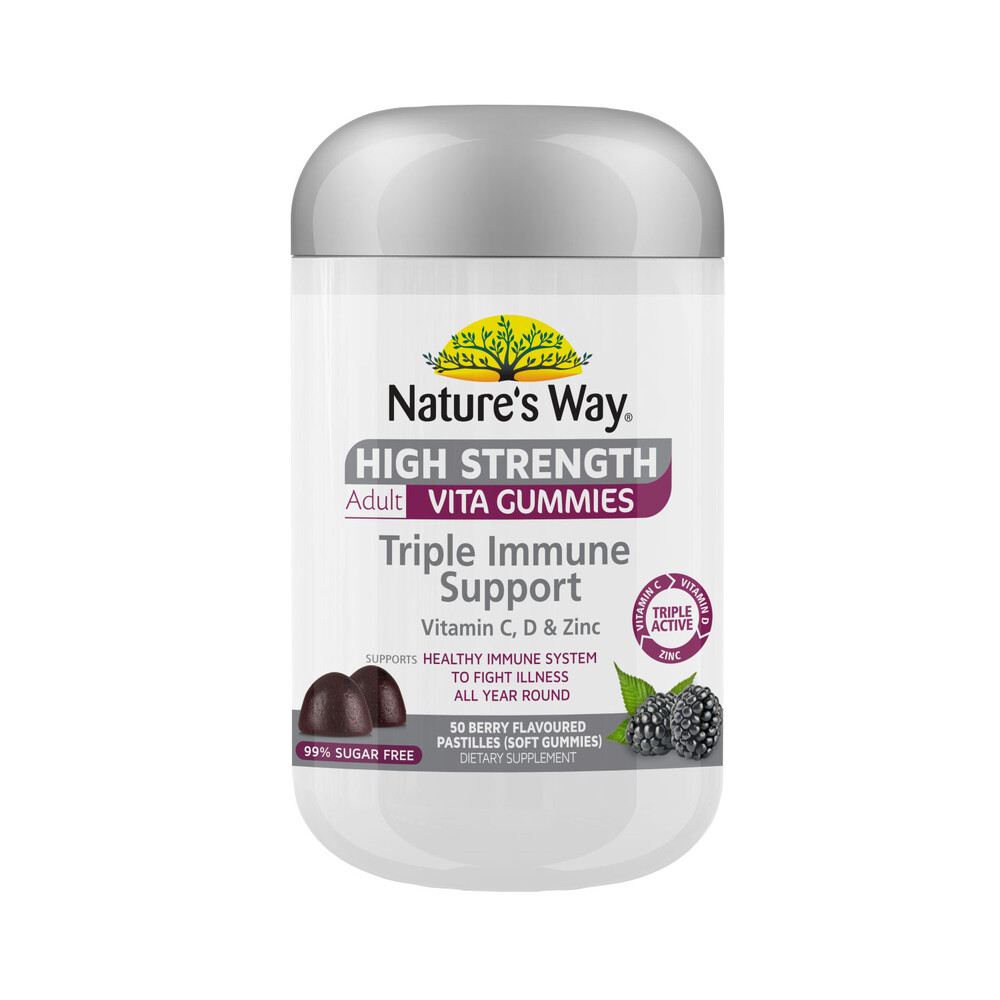 Buy Nature's Way High Strength Adult Vita Gummies Triple Immune Support ...