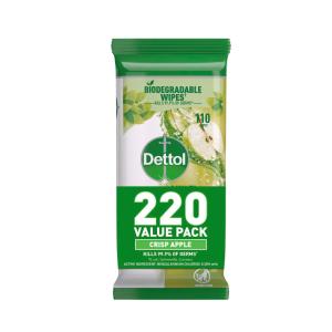 Buy Dettol Multipurpose Disinfectant Cleaning Wipes Apple 220 pack | Coles