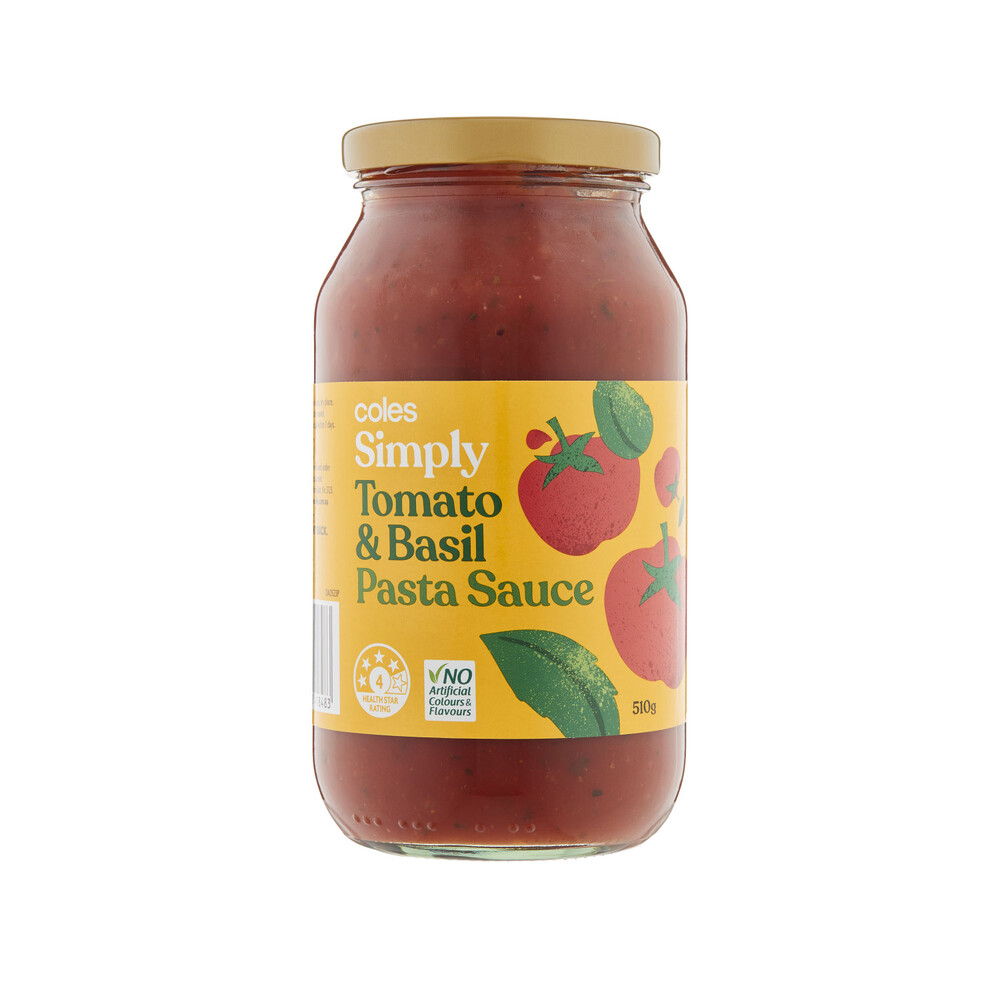 Buy Coles Simply Tomato & Basil Pasta Sauce 510g | Coles