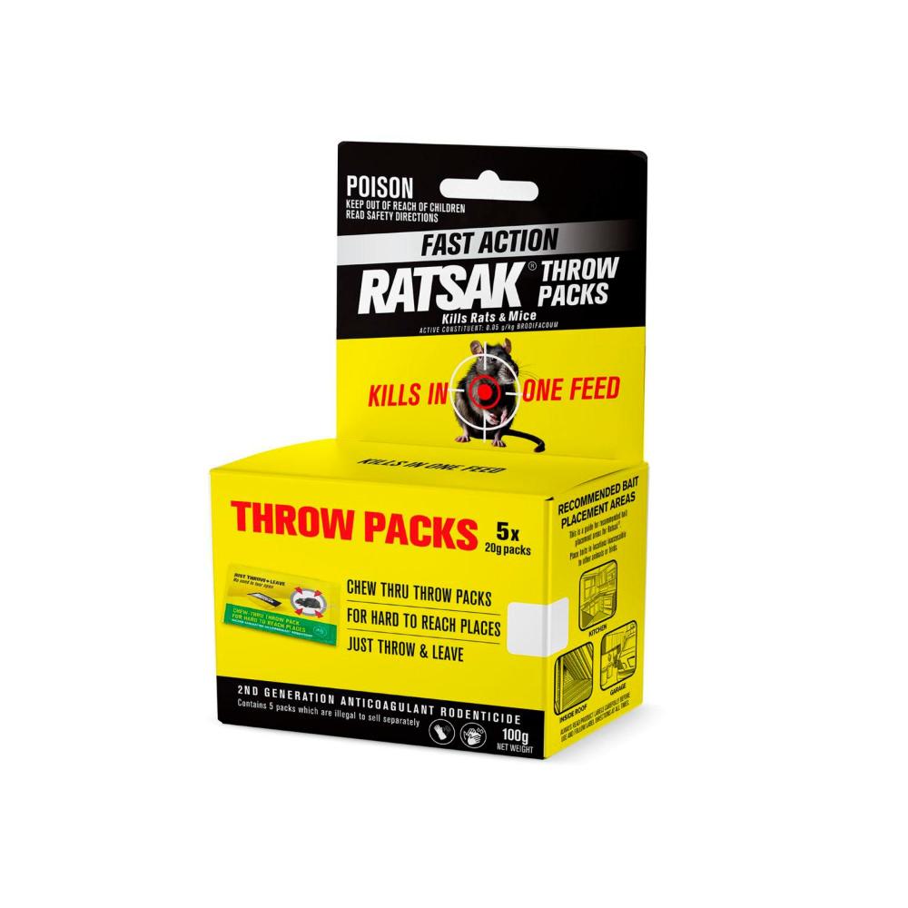 Buy Ratsak One Shot Bait Throw Packs 100g | Coles