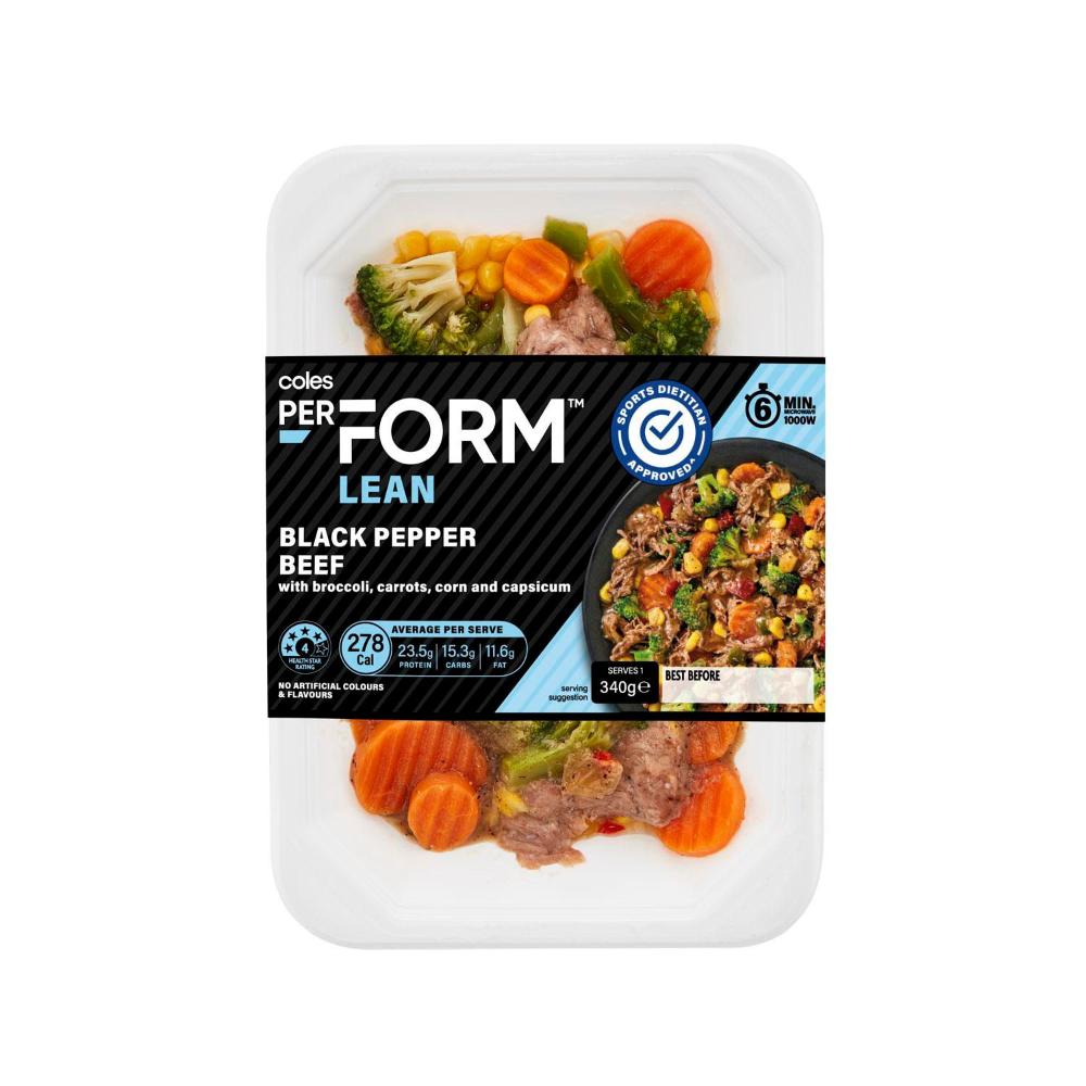 Buy Coles Perform Lean Black Pepper Beef 330g | Coles