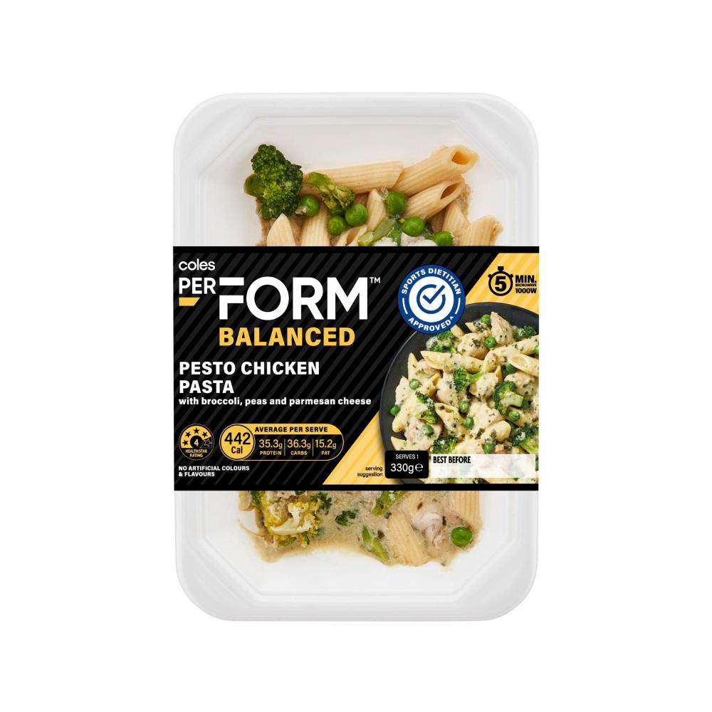 Buy Coles Perform Balanced Pesto Chicken Pasta 330g Coles