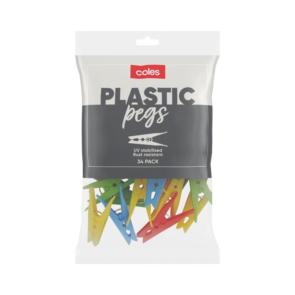 Buy Coles Clothes Plastic Pegs 34 pack | Coles