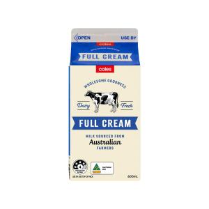 Calories in Coles Full Cream Milk Carton calcount