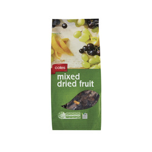 Calories in Coles Mixed Dried Fruit calcount