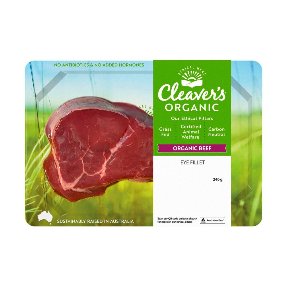 Buy Cleaver's Organic Grass-fed Beef Eye Fillet Steak 240g | Coles