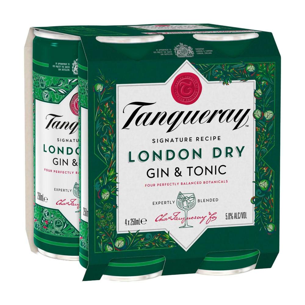 Buy Tanqueray Gin & Tonic Can 250mL 4 Pack | Coles