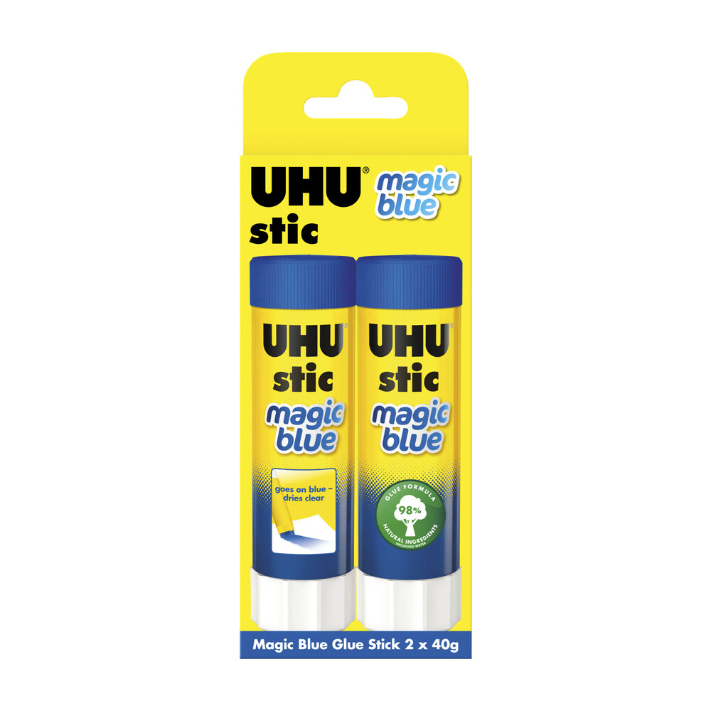 Buy Uhu Magic Blue Glue Stick 2x40g 2 Pack | Coles