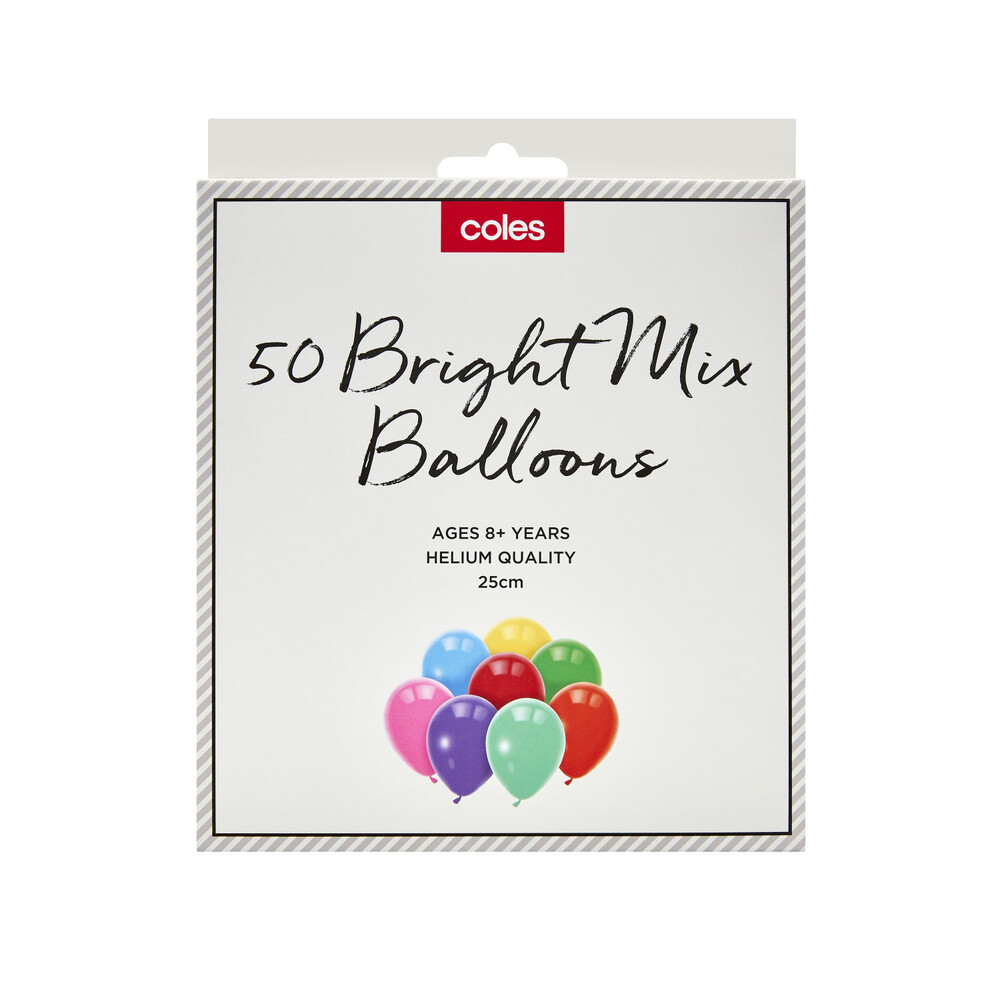 Buy Coles Multi Colour Balloons 50 Pack | Coles