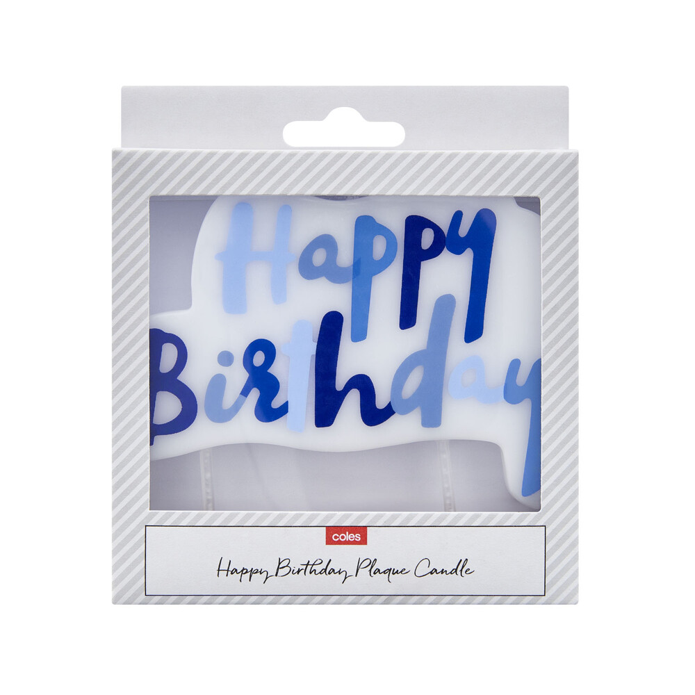Buy Coles Happy Birthday Plaque Candle 1 each | Coles