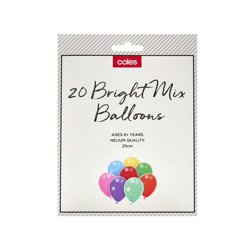 Buy Coles Multi Colour Balloons 20 pack | Coles