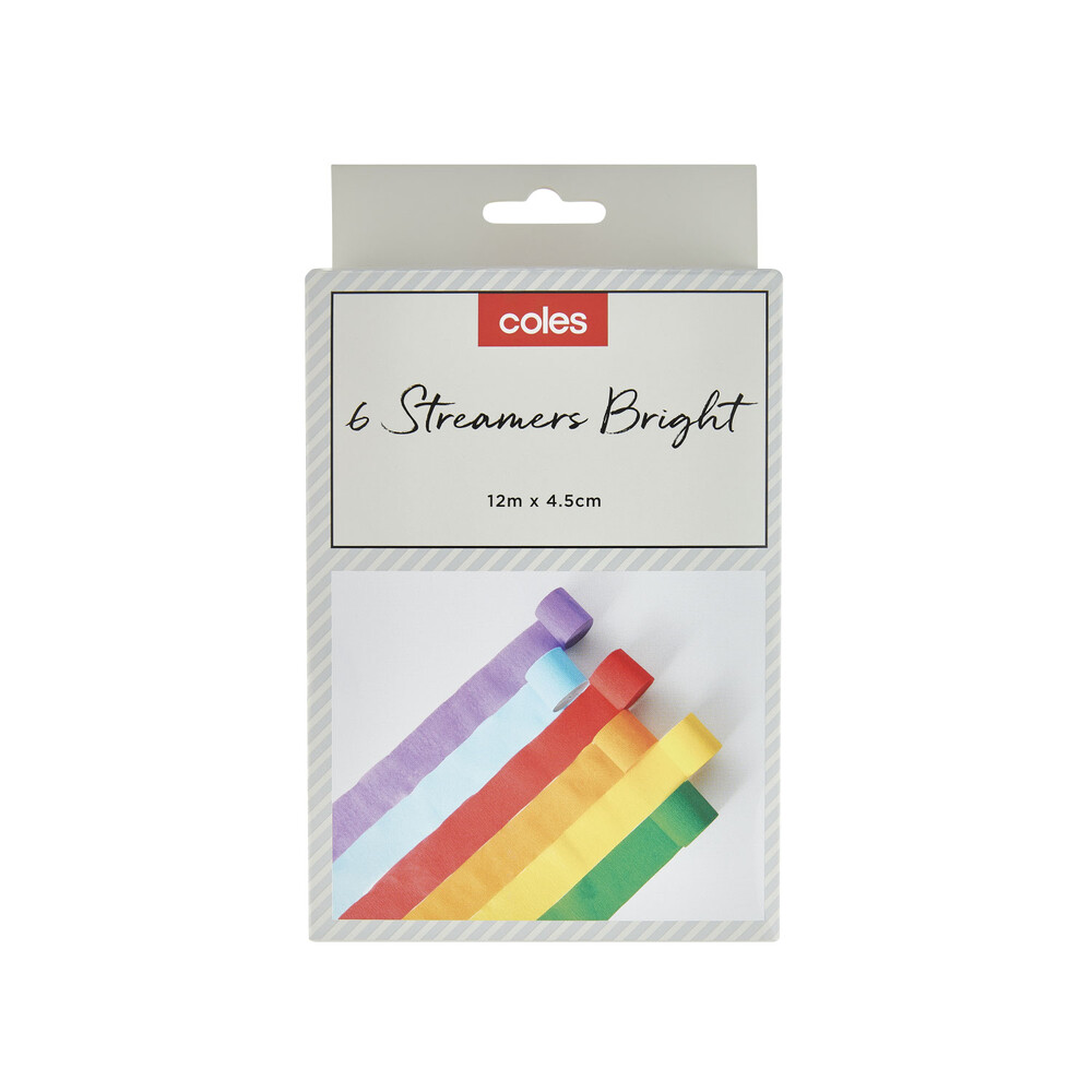 Buy Coles Streamers 6 pack | Coles