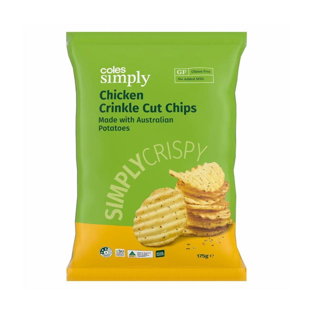 Buy Coles Crinkle Cut Potato Chips Chicken 175g | Coles