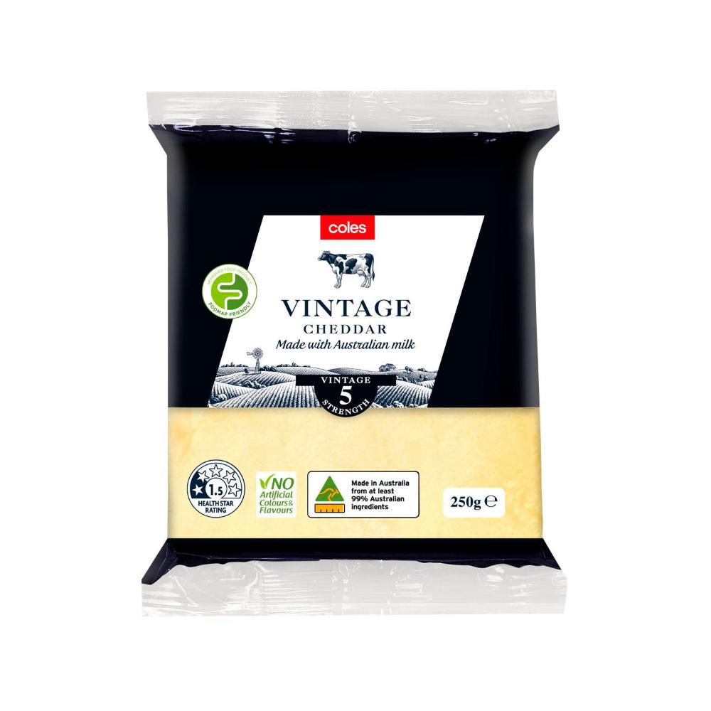 Buy Coles Vintage Cheese Block 250g | Coles