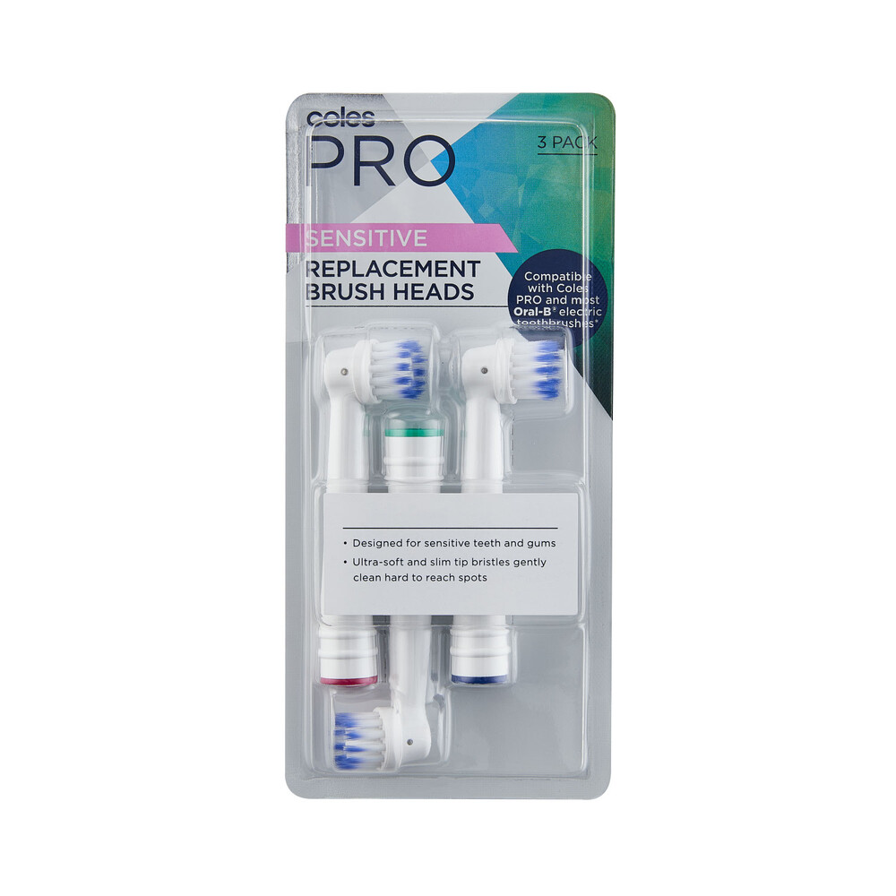 Buy Coles Pro Sensitive Replacement Brush Heads 3 pack | Coles