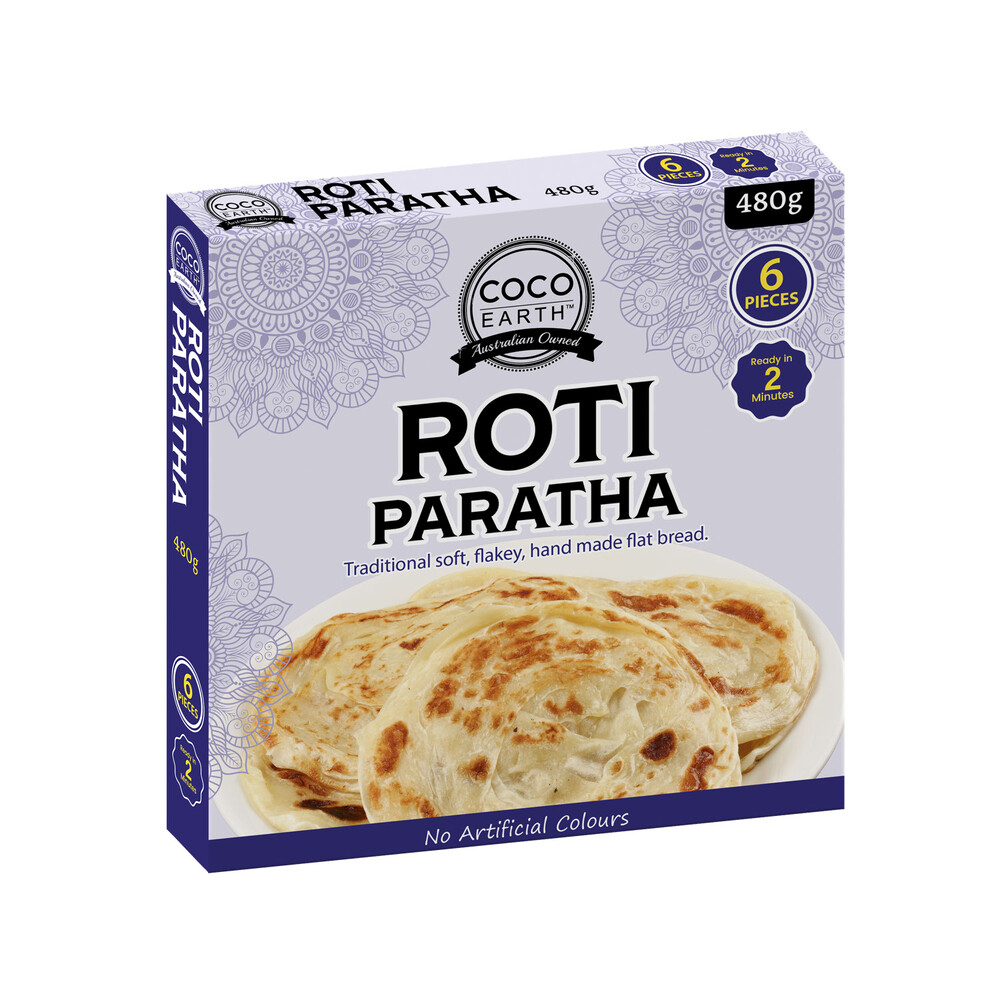 Buy Coco Earth Roti Paratha Bread 6 Pack 480g | Coles