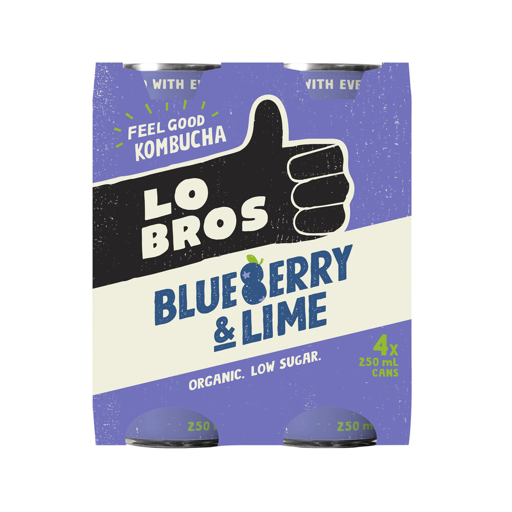 Buy Lo Bros Kombucha Blueberry Lime 4 X 250mL 4 pack | Coles