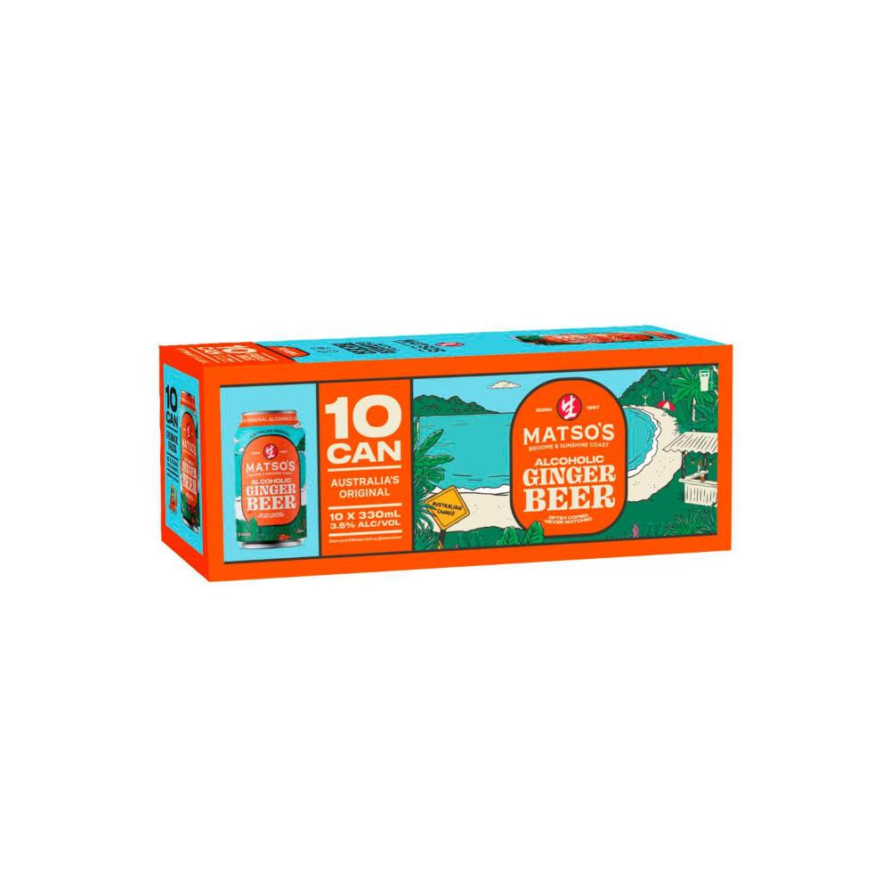 Buy Matso's Ginger Beer Can 330ml 10 Pack 10 Pack | Coles