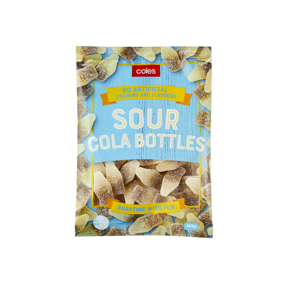 Buy Coles Sour Cola Bottles 150g | Coles