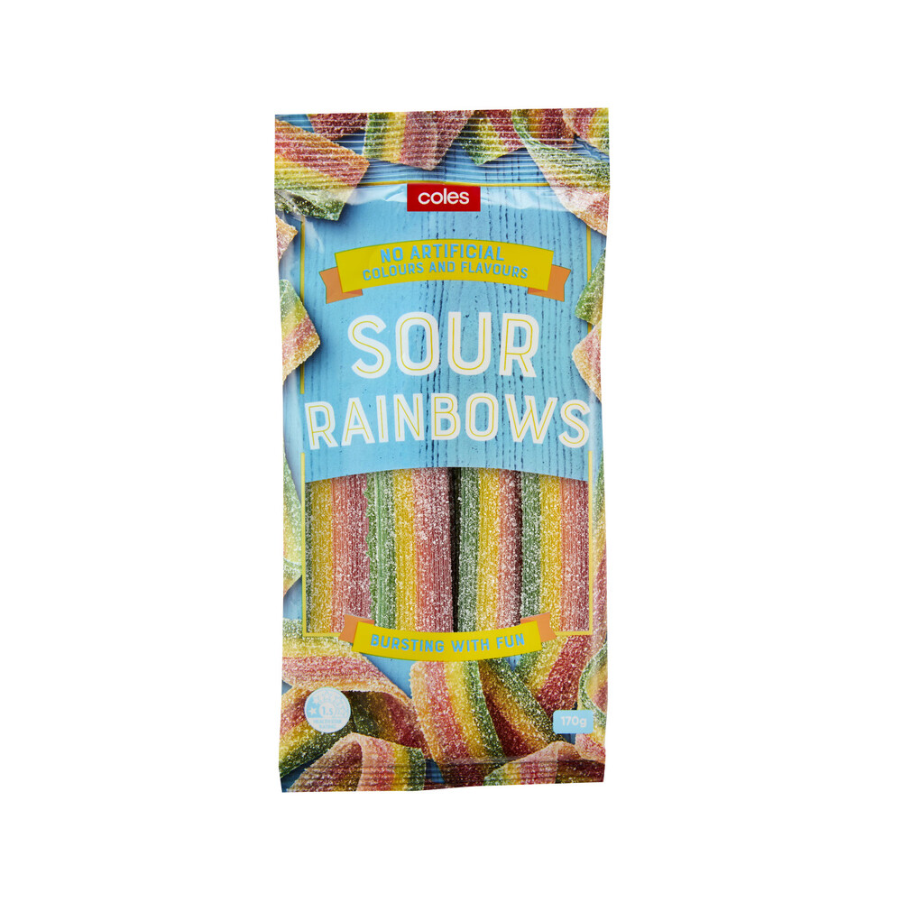 Buy Coles Sour Rainbow Straps 170g | Coles