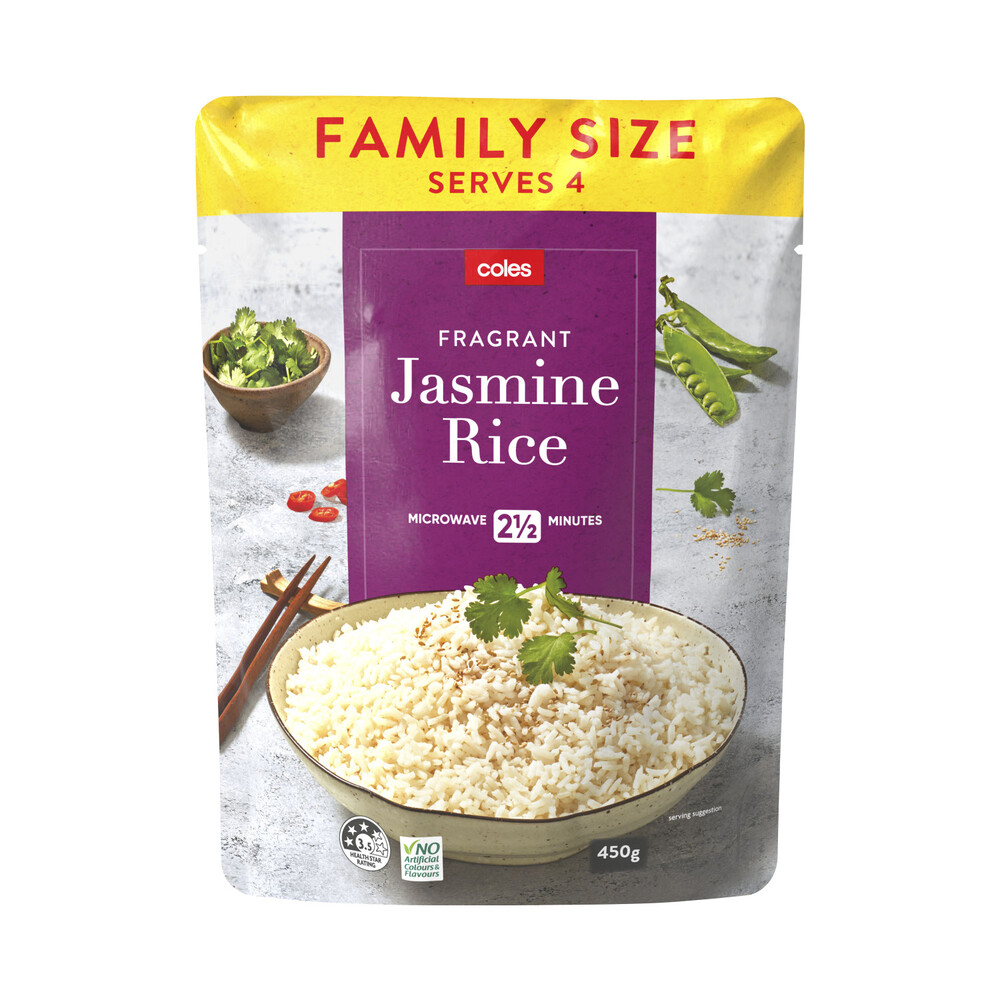 Buy Coles Microwave Jasmine Rice Family Size 450g | Coles