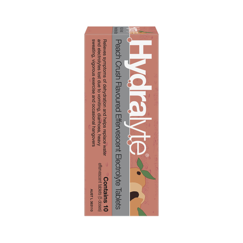 Buy Hydralyte Effervescent Peach 10 pack | Coles