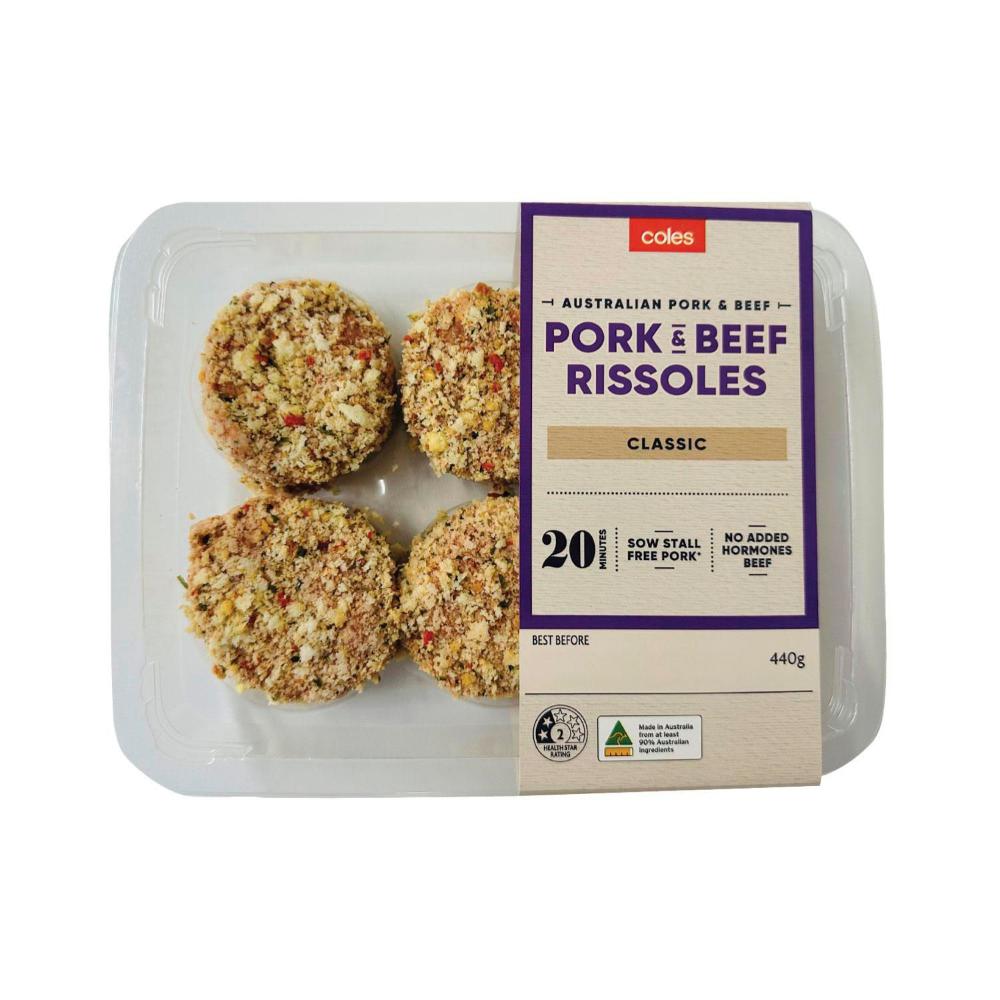 Buy Coles Pork And Beef Rissoles 440g | Coles