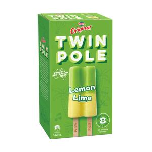Buy Peters Original Twin Pole Lemon Lime Ice Blocks 8 Pack 544mL | Coles