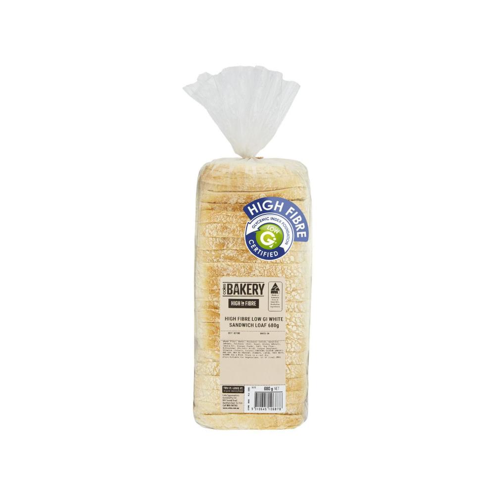 Buy Coles Hi Fibre Low Gi White Sandwich Loaf 680g | Coles