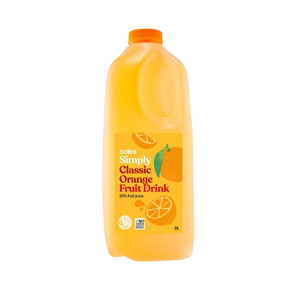 Buy Coles Simply Orange Fruit Drink 20% 2L | Coles