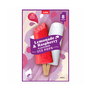Buy Coles Raspberry And Lemonade Icy Popes 8 Pack 440mL | Coles