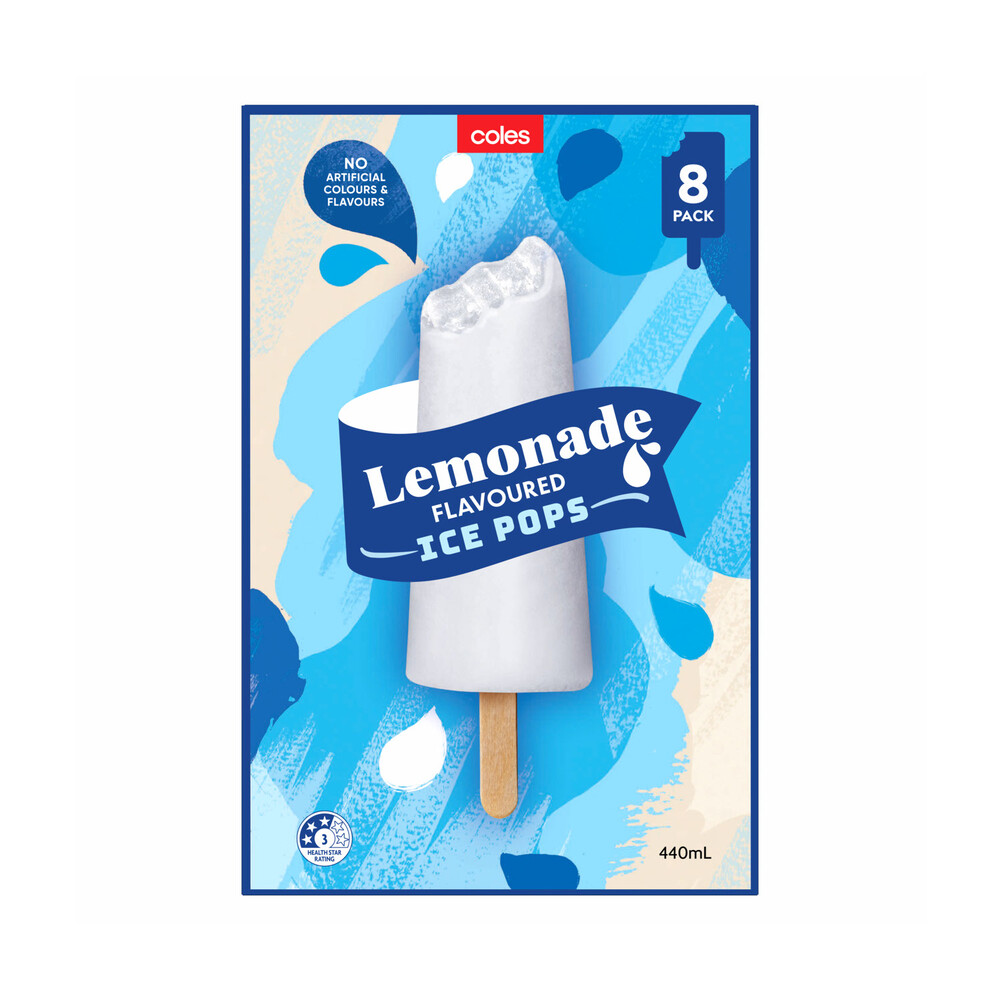 Buy Coles Lemonade Ice Poles 8 Pack 440mL | Coles