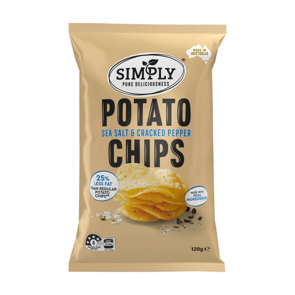 Buy Simply Regular Potato Chips Sea Salt Cracked Pepper 120g | Coles