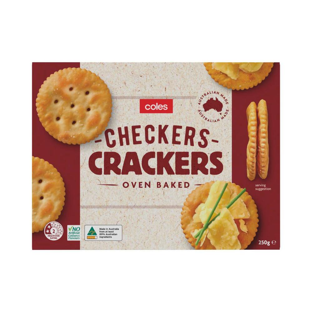 Buy Coles Crackers Checkers 250g | Coles