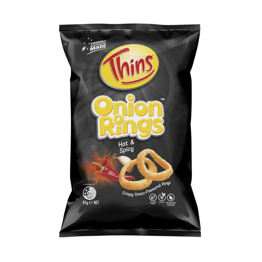 Buy Thins Onion Rings Hot & Spicy 85g | Coles