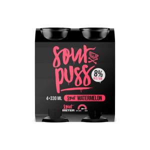 Buy Sour Puss Watermelon Can 8% 330mL 4 Pack | Coles