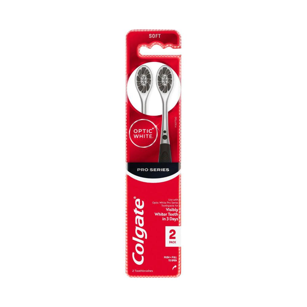 Buy Colgate Optic White Pro Series Charcoal Spiral Bristles 2 Pack | Coles