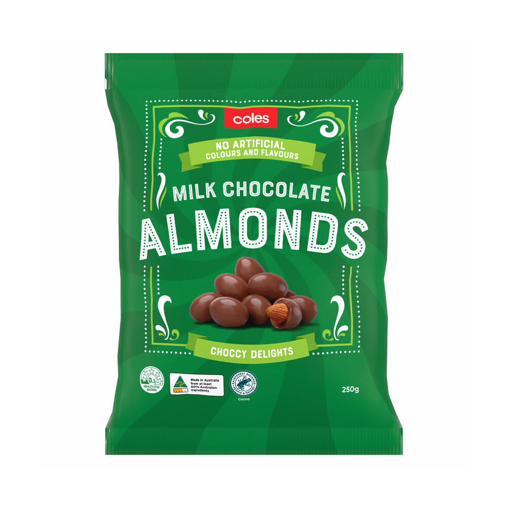 Buy Coles Chocolate Coated Almonds 250g | Coles
