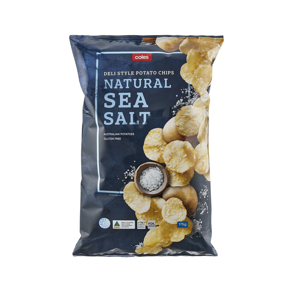 Buy Coles Deli Style Potato Chips Sea Salt 175g | Coles