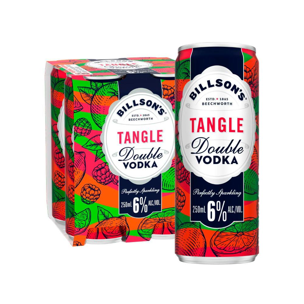 Buy Billson's Tangle Double Vodka Can 250ml 4 Pack | Coles