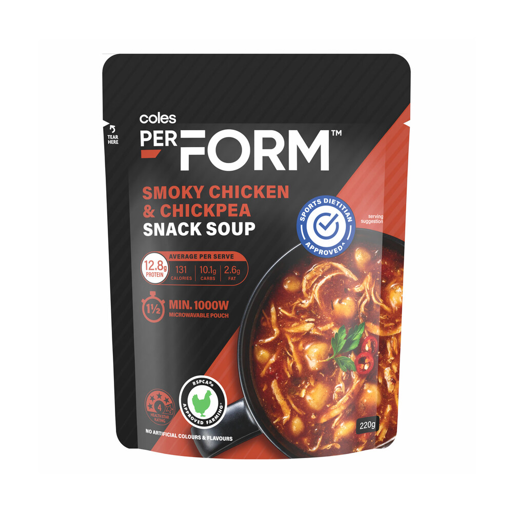 Buy Coles Perform Smoky Chicken & Chickpea Snack Soup 220g | Coles