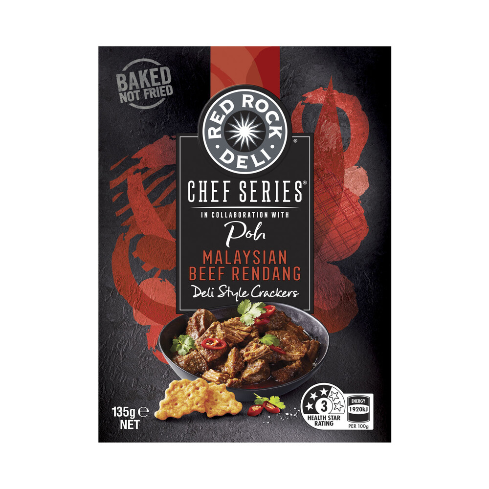 Buy Red Rock Deli Style Poh Crackers Beef Rendang 135g | Coles