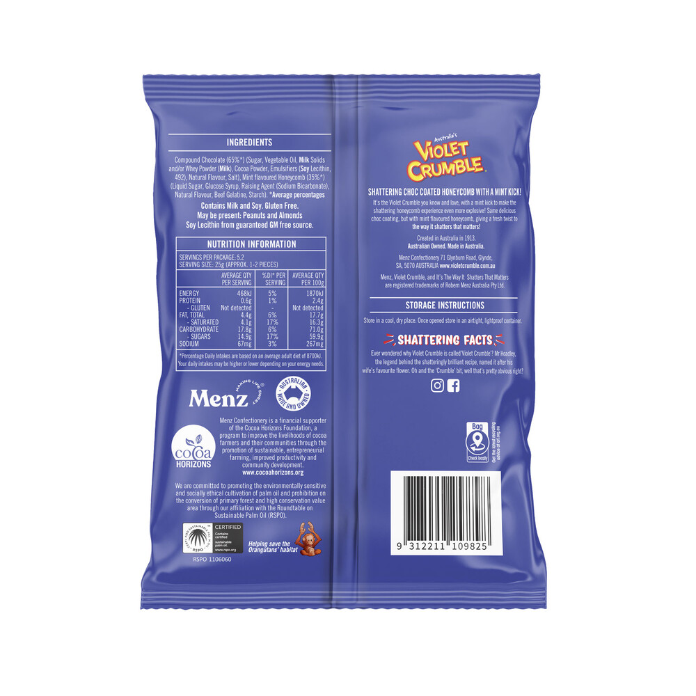 Buy Violet Crumble Mint Bag 130g | Coles