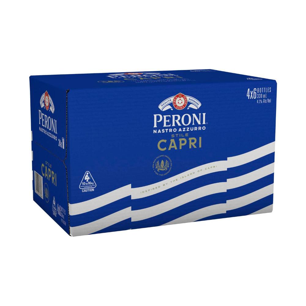 Buy Peroni Nastro Azzurro Stile Capri Bottle 330mL 24 Pack | Coles